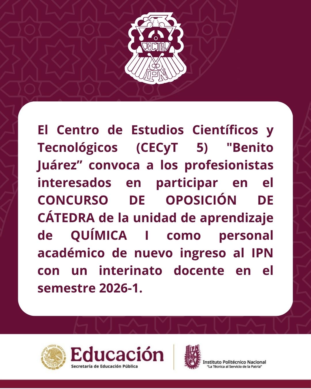 Docentes del CECyT Numero 5 Benito Juárez | IPN Oficial